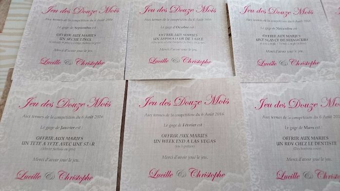 Mes cartes de gages pour le jeu des 12 mois diy - Organisation du ...